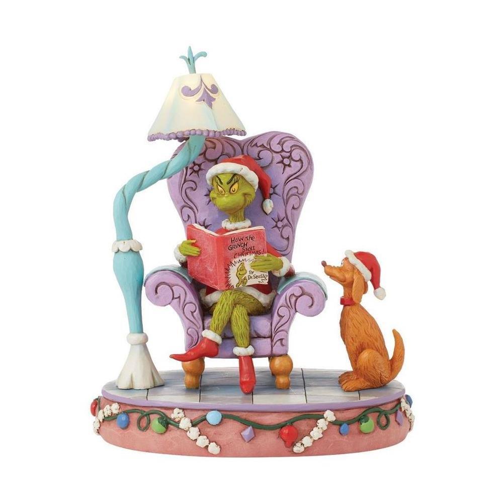 (Pre Order) Grinch by Jim Shore - 20cm/8" Lit Grinch In Chair Reading ...